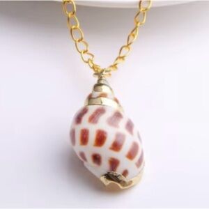 Jewelry | Tiger Conch Gold Dipped Spotted Mini Drupe Mitra Spiral Shell ...